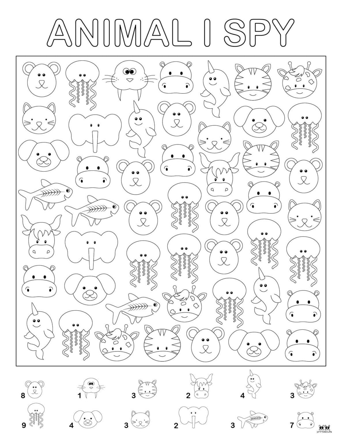 I Spy Animals - 4 FREE Printables | Printabulls