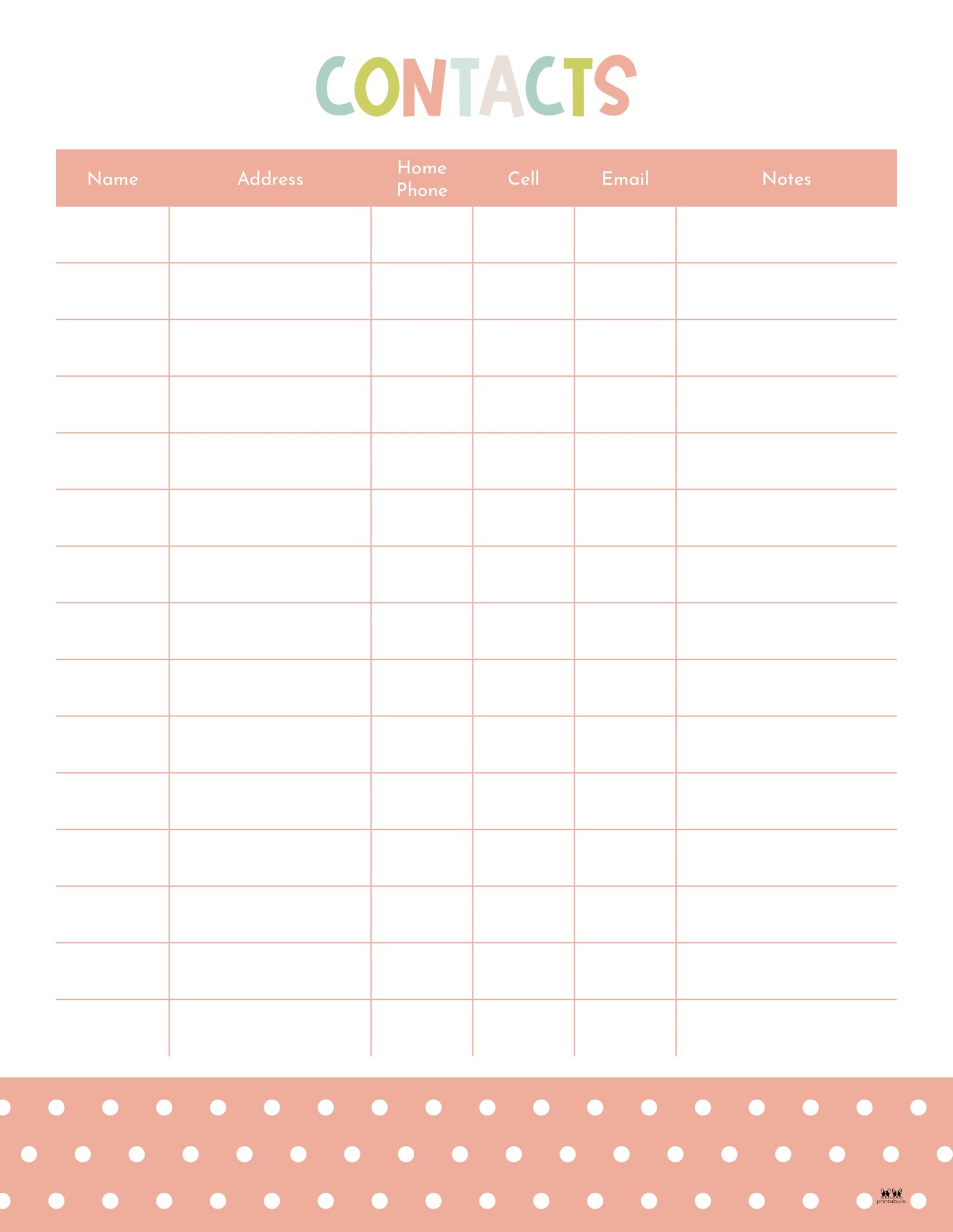 Contact List Templates - 20 FREE Printables | Printabulls