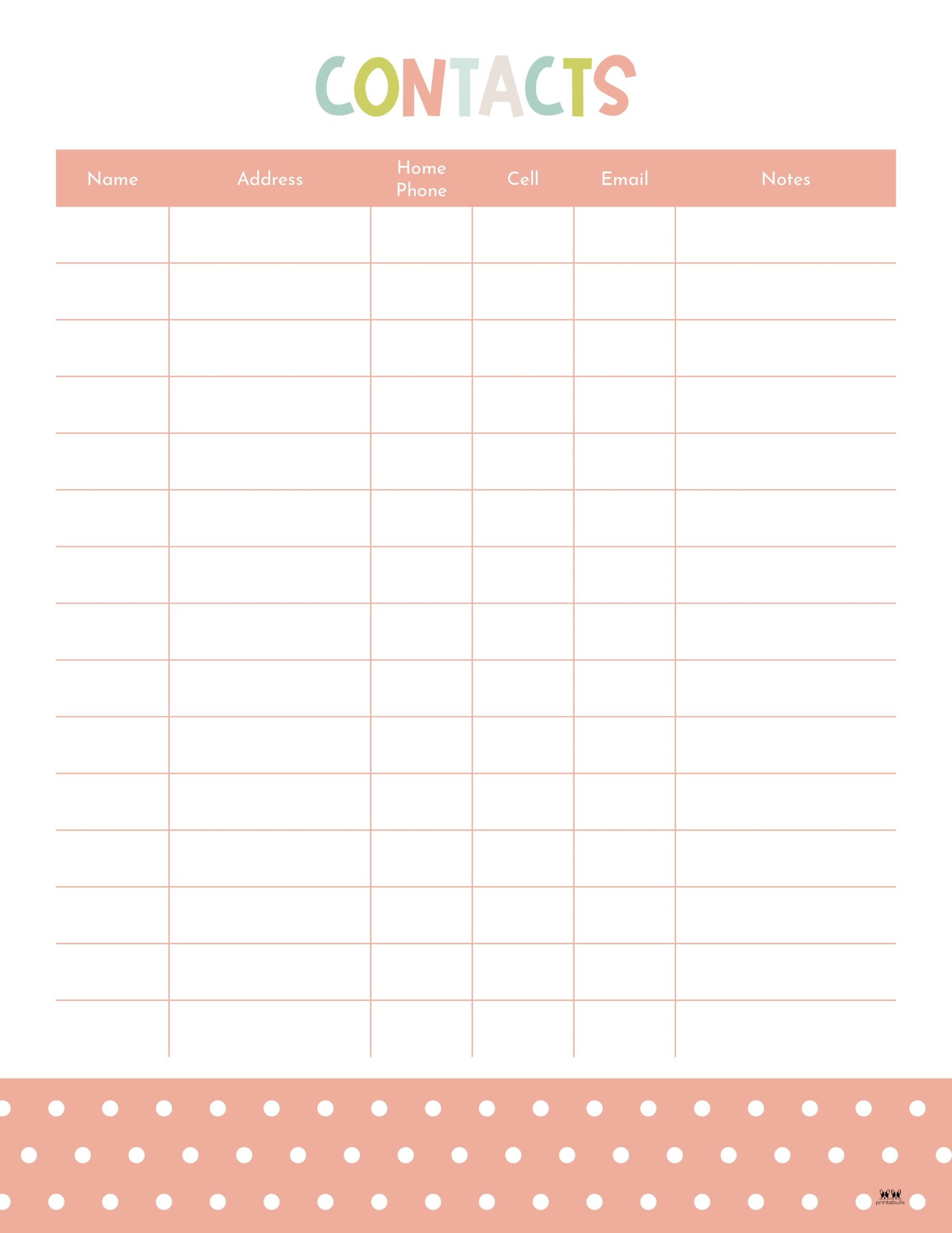 Contact List Templates - 20 FREE Printables | Printabulls