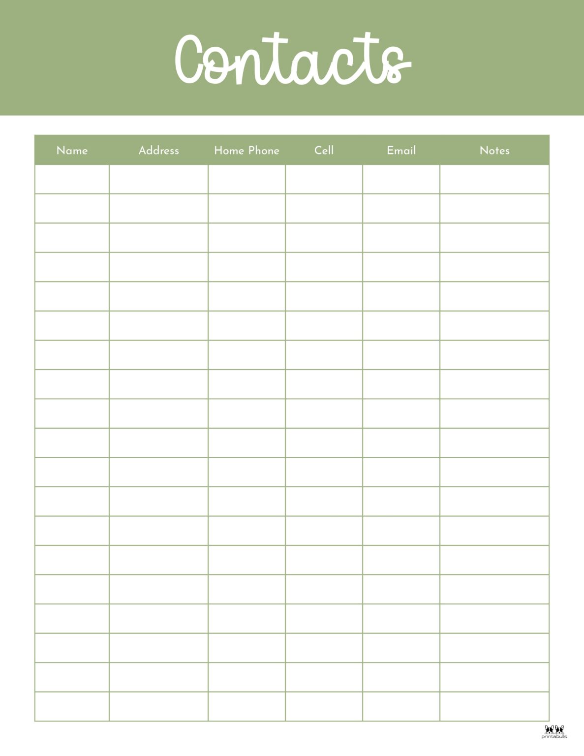 Contact List Templates - 20 FREE Printables | Printabulls