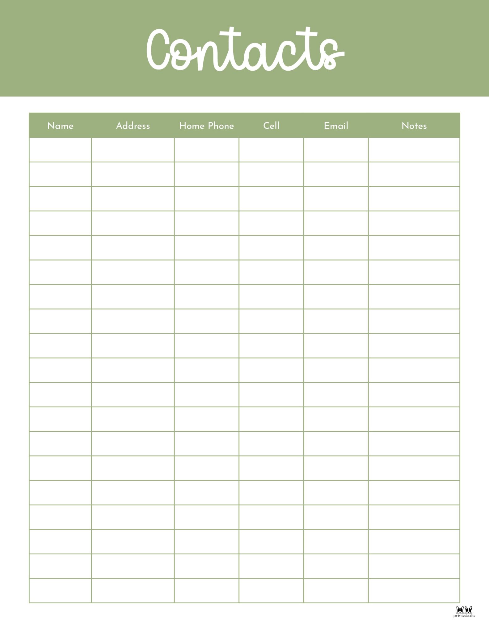 Contact List Templates - 20 FREE Printables | Printabulls