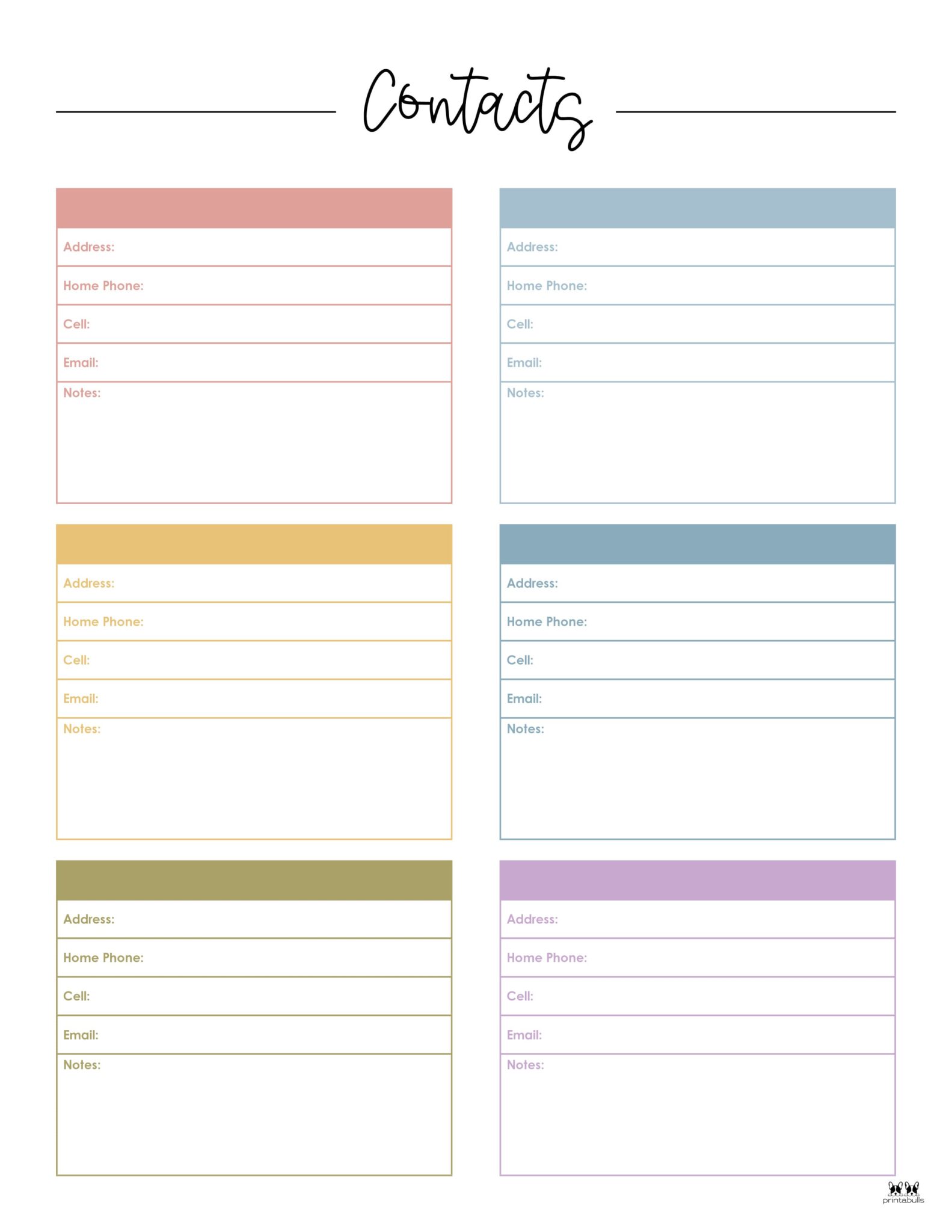 Contact List Templates - 20 FREE Printables | Printabulls