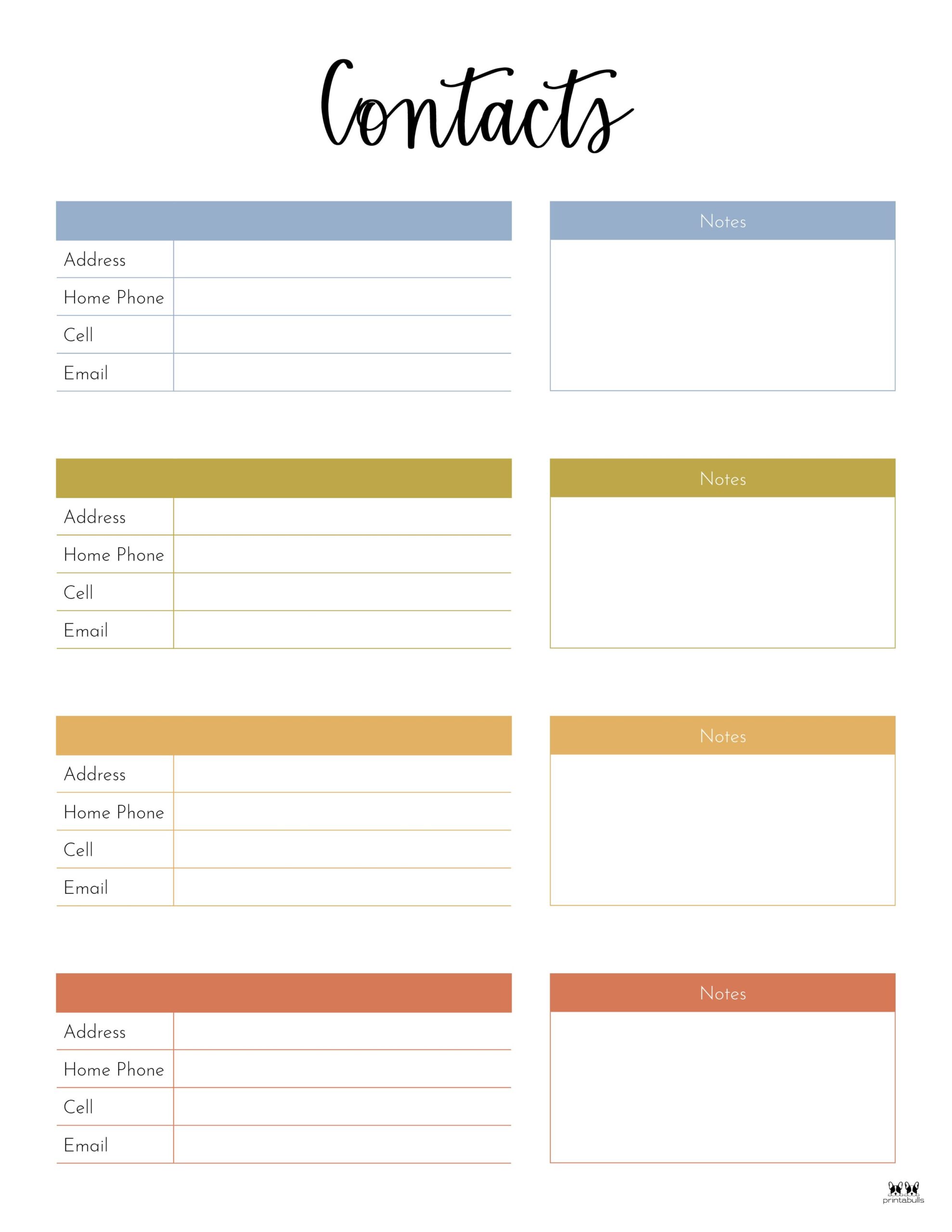 Contact List Templates - 20 FREE Printables | Printabulls