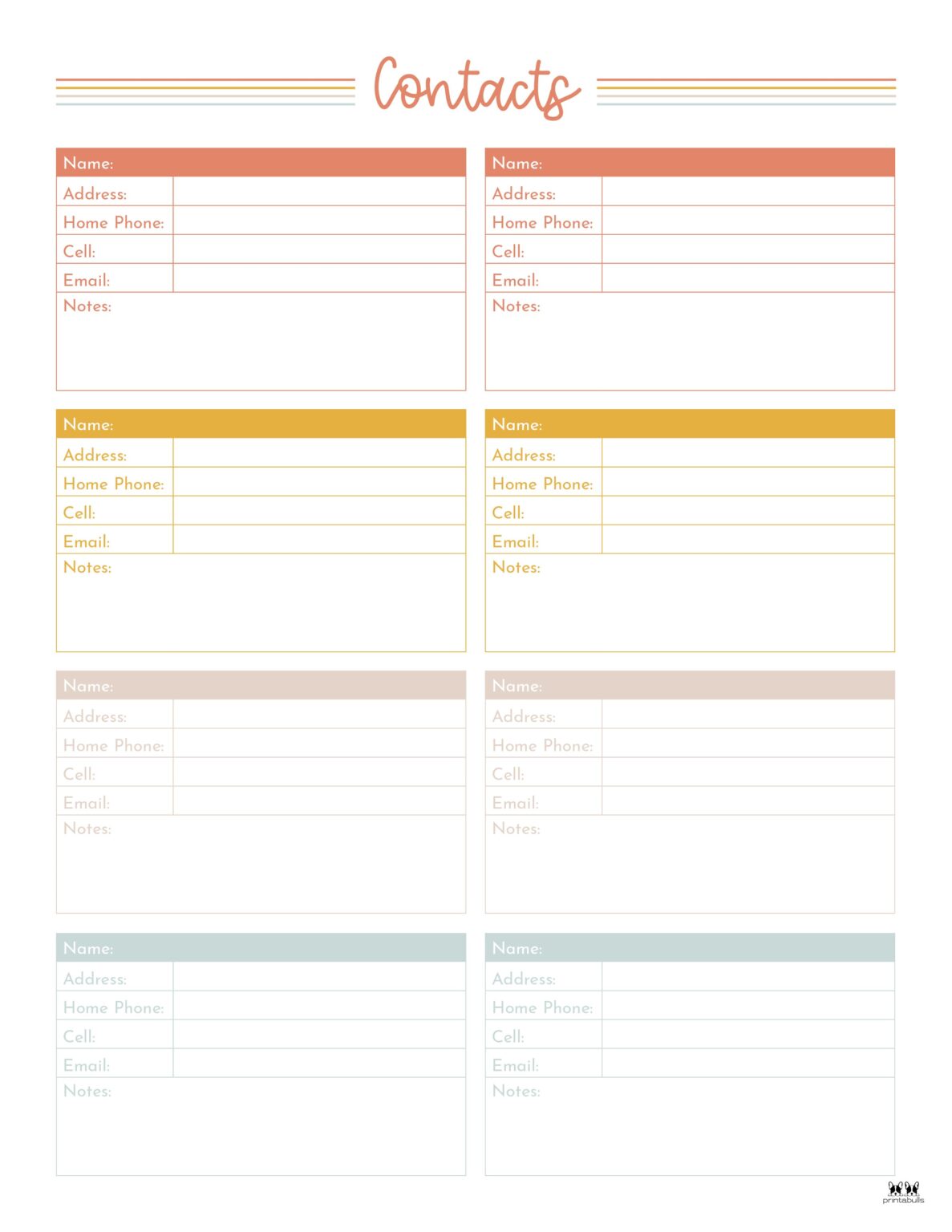 Contact List Templates - 20 FREE Printables | Printabulls