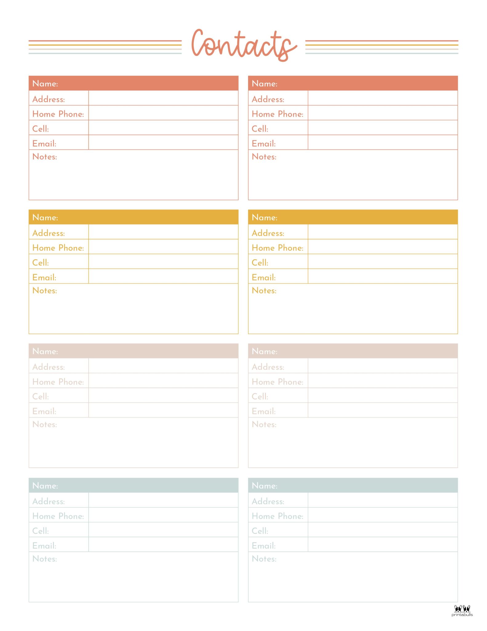 Contact List Templates - 20 FREE Printables - PrintaBulk