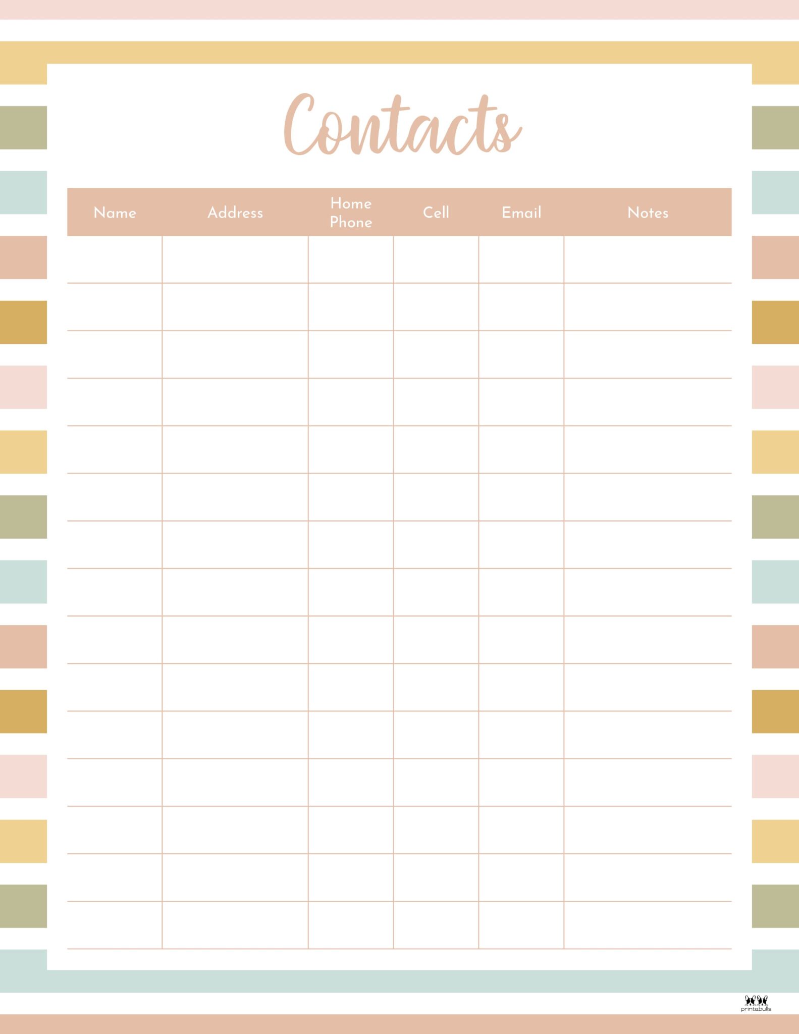 Contact List Templates - 20 FREE Printables | Printabulls