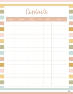 Contact List Templates - 20 FREE Printables | Printabulls