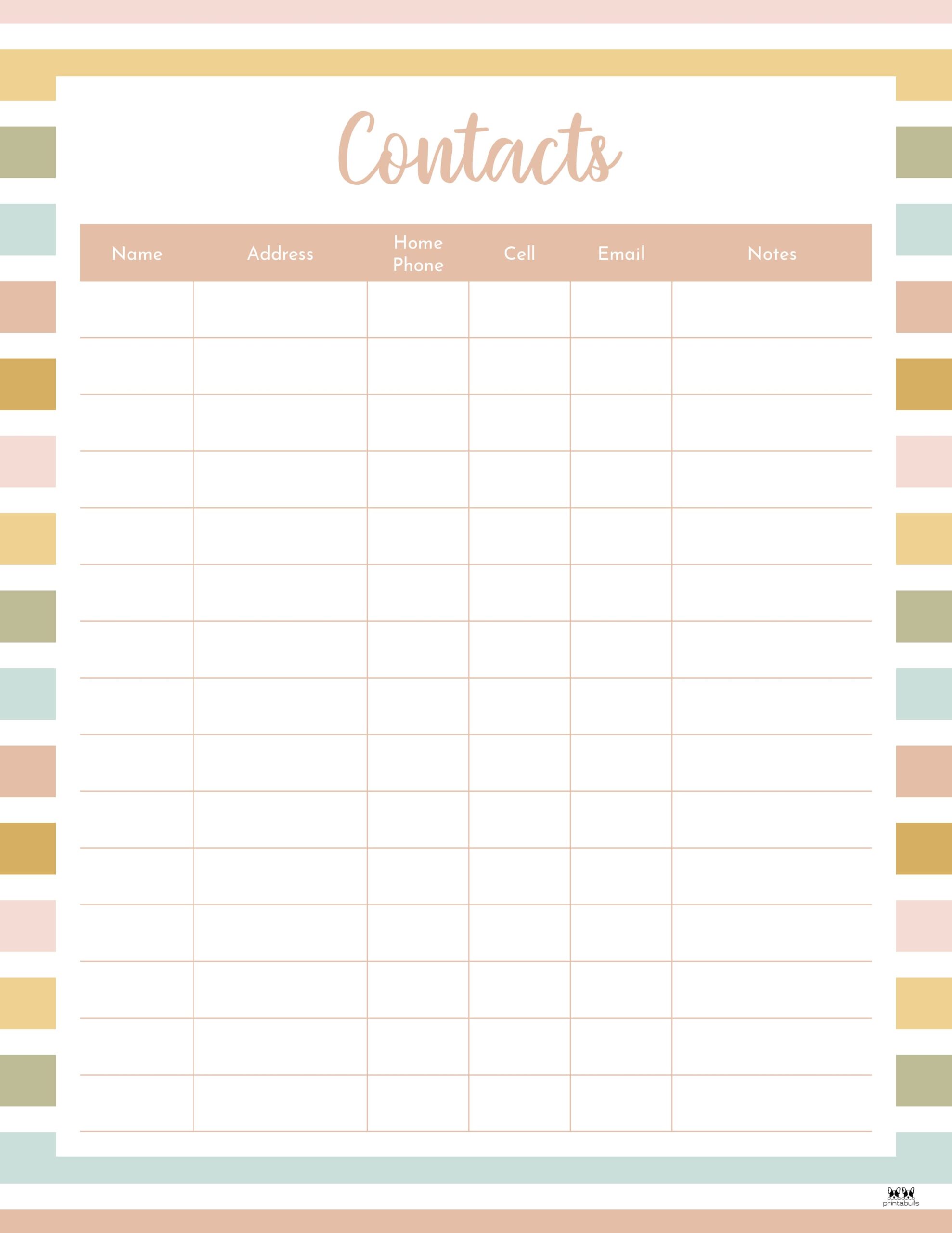 Contact List Templates - 20 FREE Printables | Printabulls