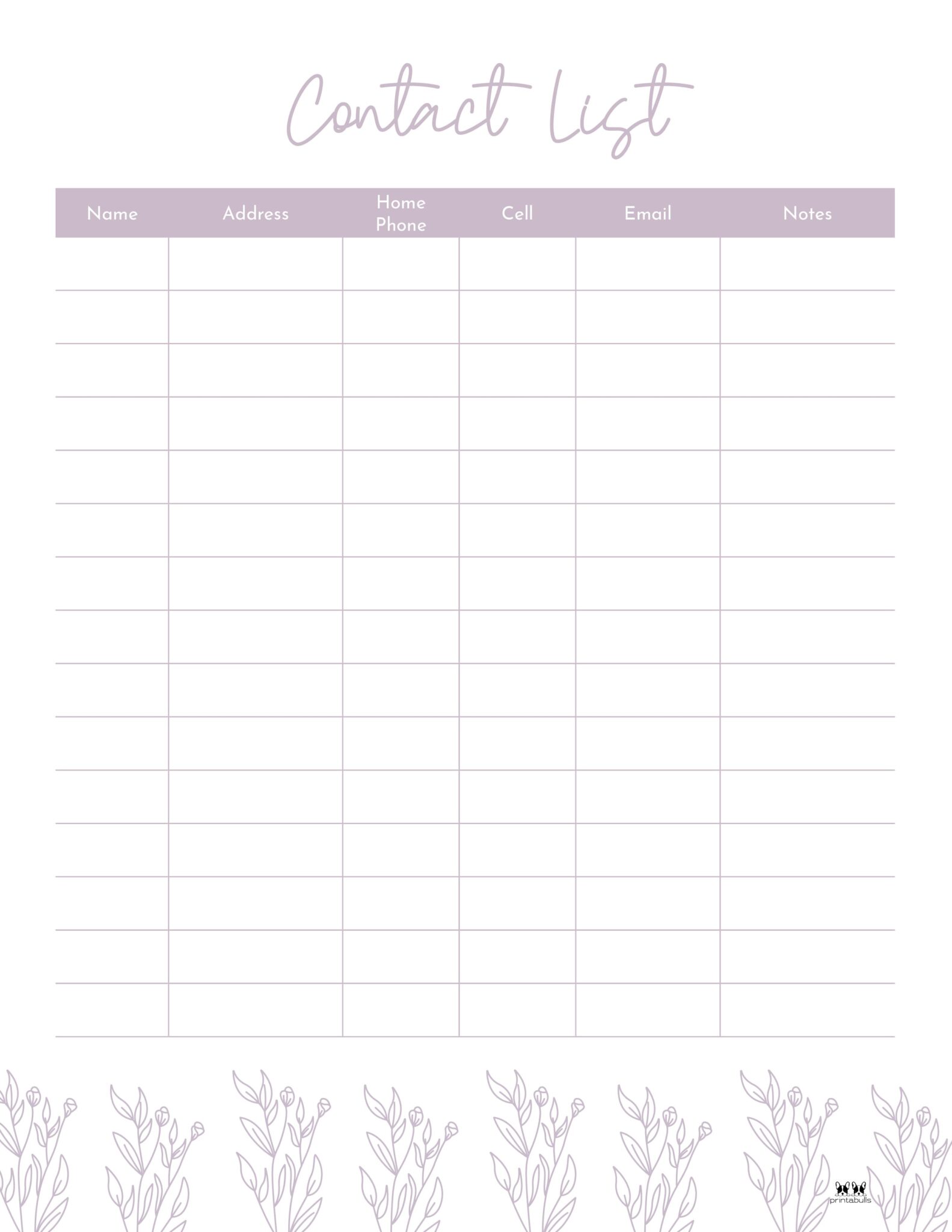 Contact List Templates - 20 FREE Printables | Printabulls