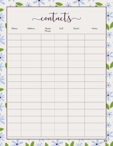 Contact List Templates - 20 FREE Printables | Printabulls