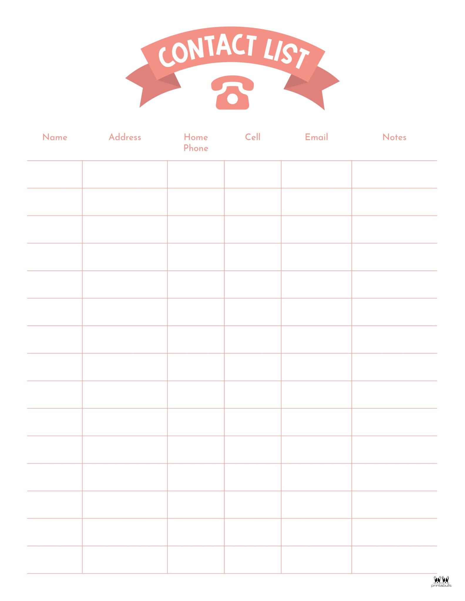 Contact List Templates - 20 FREE Printables | Printabulls