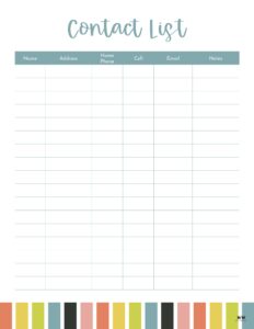 Contact List Templates - 20 FREE Printables | Printabulls