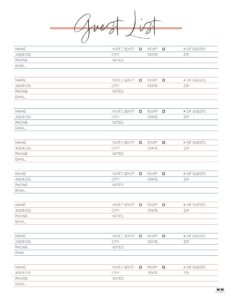 Guest List Templates - 12 FREE Printables - PrintaBulk