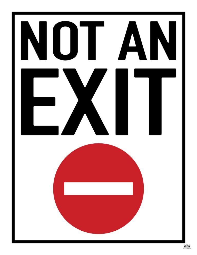 Not An Exit Signs - 10 FREE Signs | Printabulls