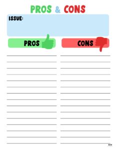 Pros & Cons List Templates - 18 Printables | Printabulls
