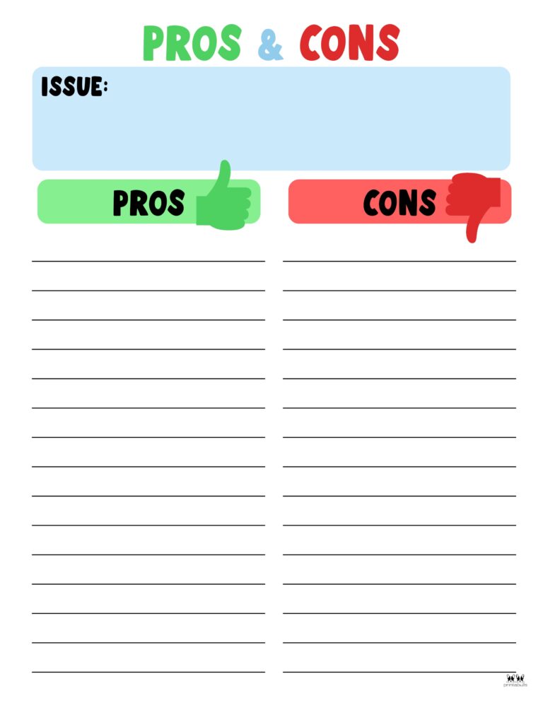 Pros & Cons List Templates - 18 Printables - PrintaBulk Pros & Cons List Templates - 18 Printables - PrintaBulk