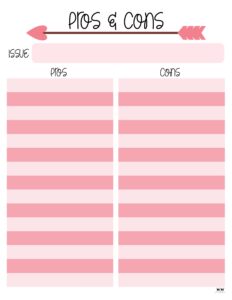 Pros & Cons List Templates - 18 Printables | Printabulls