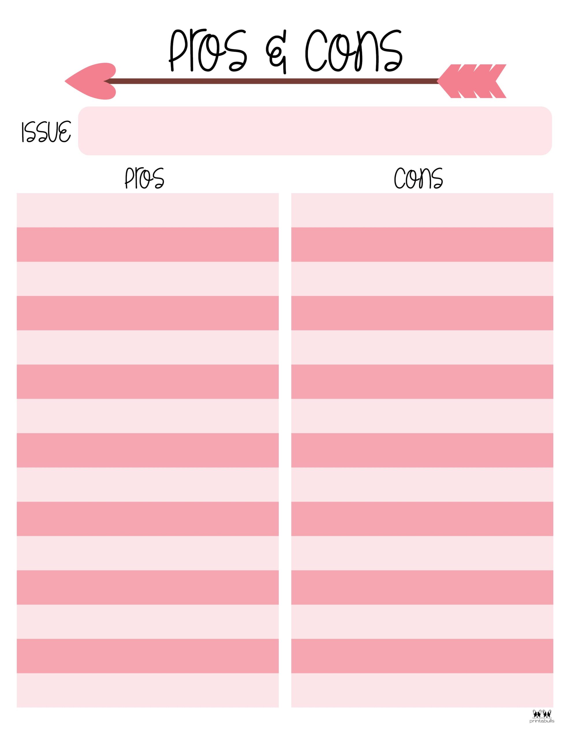 Pros & Cons List Templates - 18 Printables | Printabulls