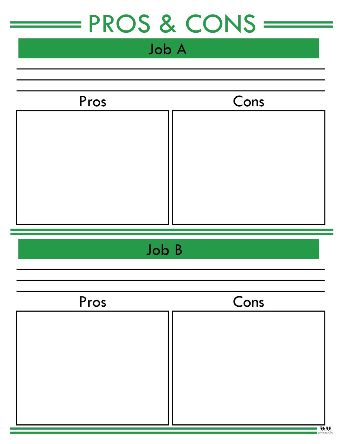 Pros & Cons List Templates - 18 Printables | Printabulls