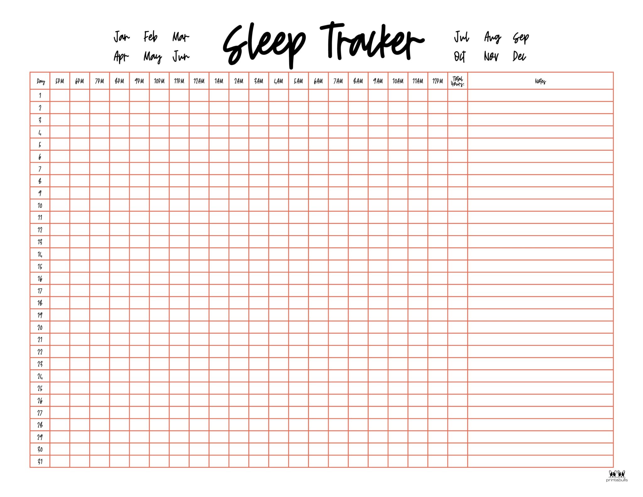 Sleep Trackers - 13 FREE Printables - PrintaBulk