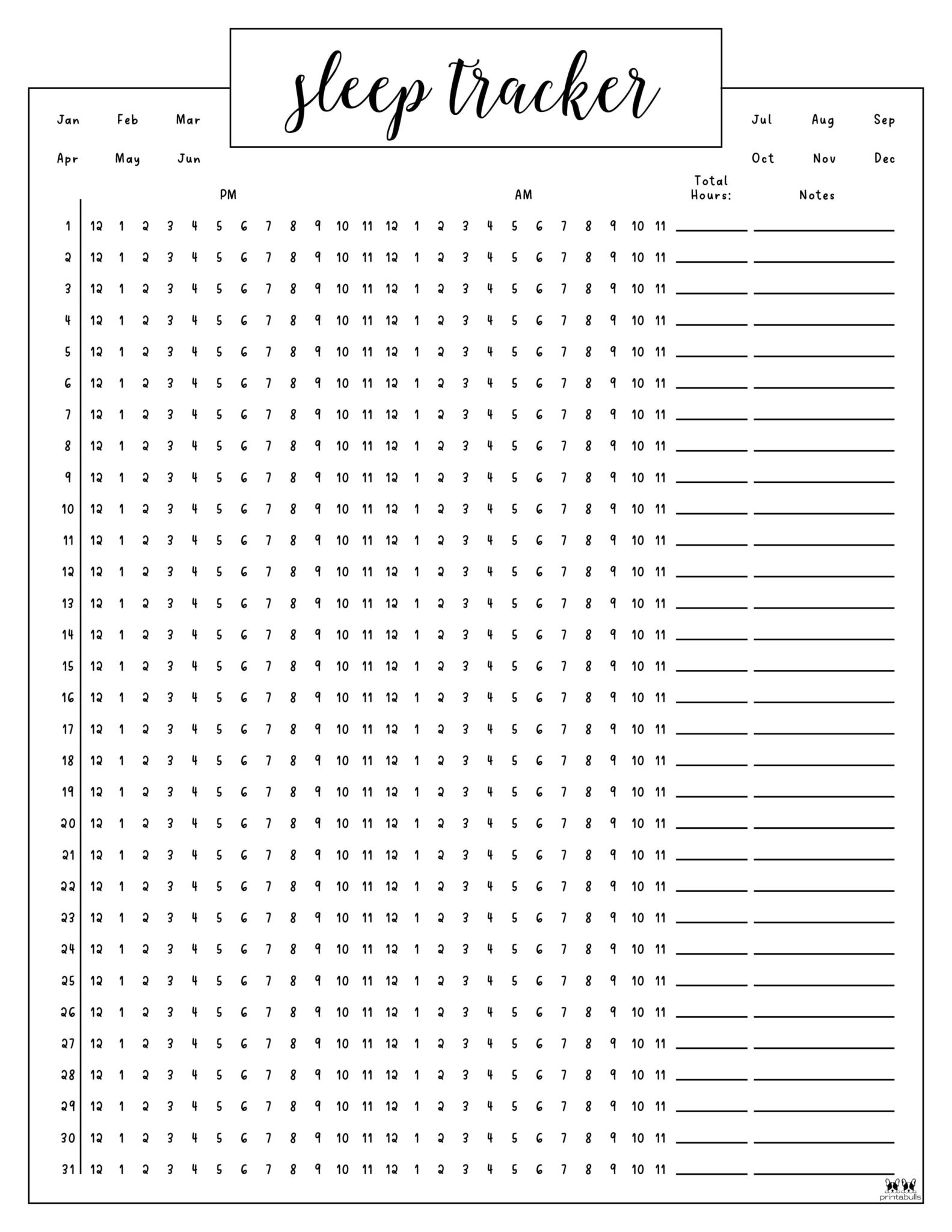 Sleep Trackers - 17 FREE Printables | Printabulls