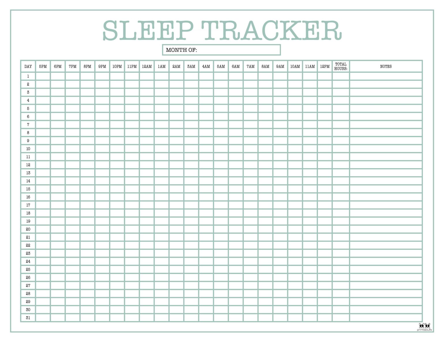 Sleep Trackers - 17 FREE Printables | Printabulls