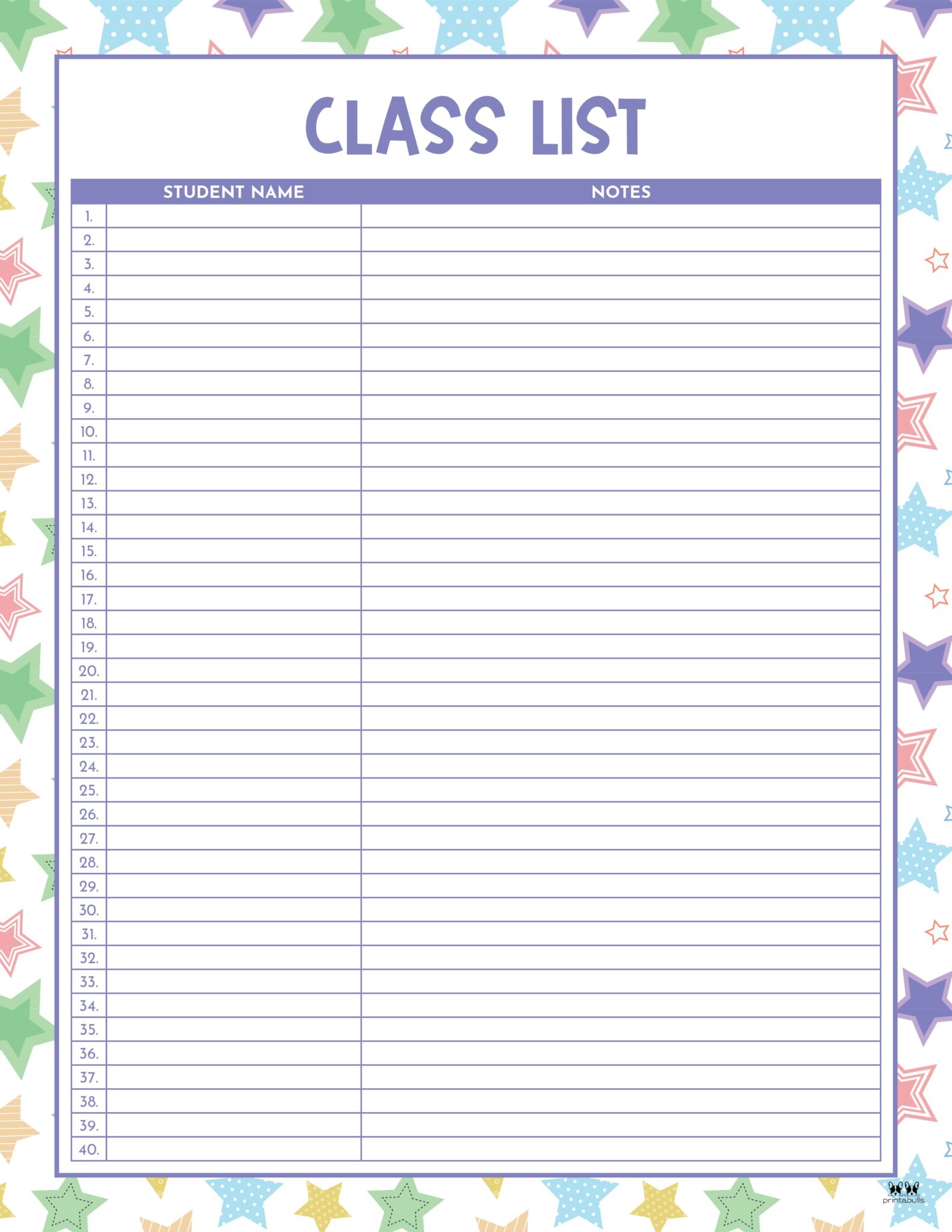 Class List Templates - 12 FREE Printables | Printabulls