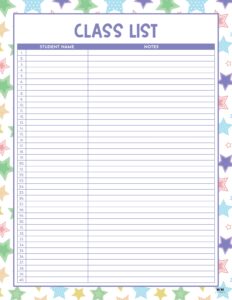Class List Templates - 12 FREE Printables | Printabulls