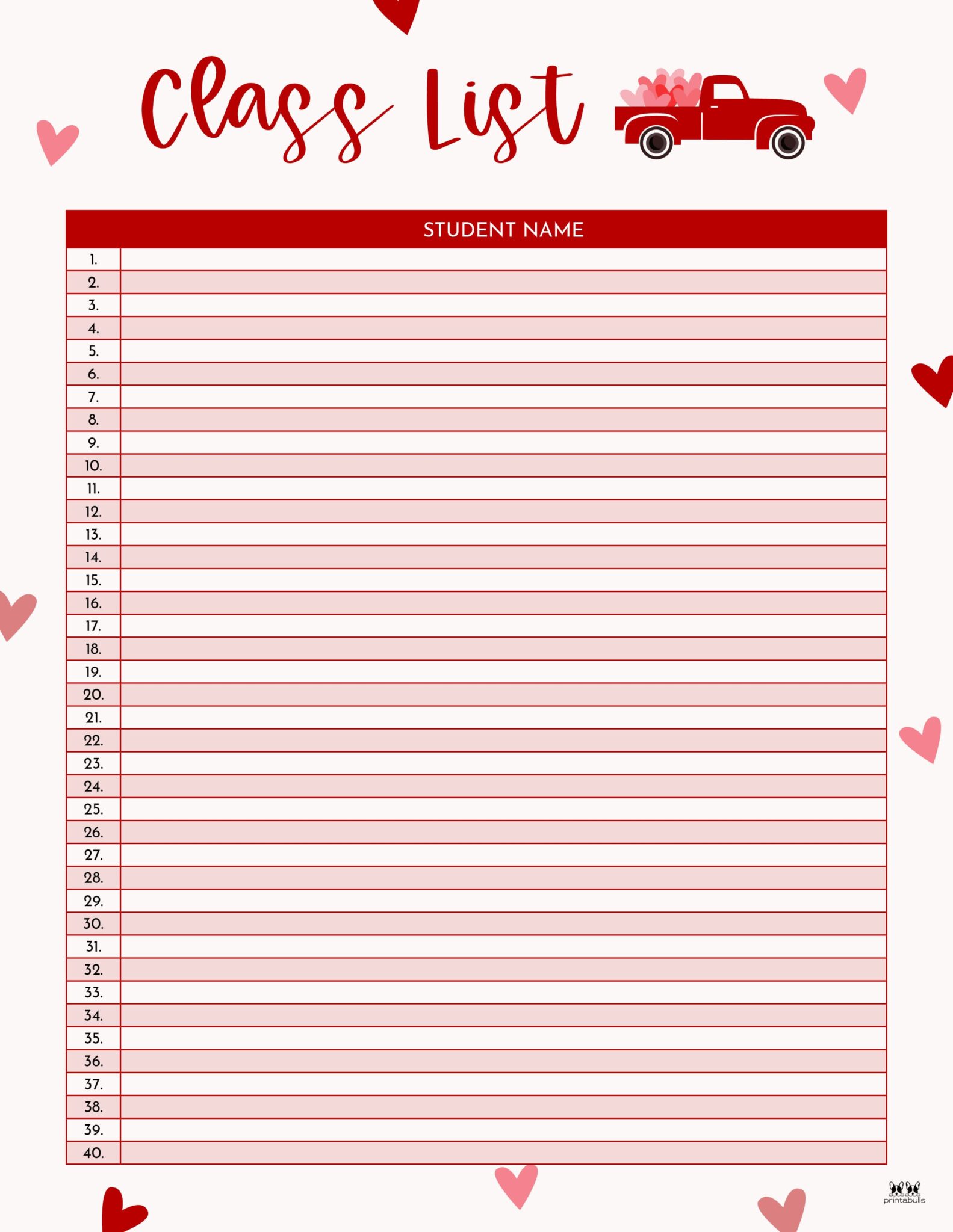 Class List Templates - 12 FREE Printables | Printabulls