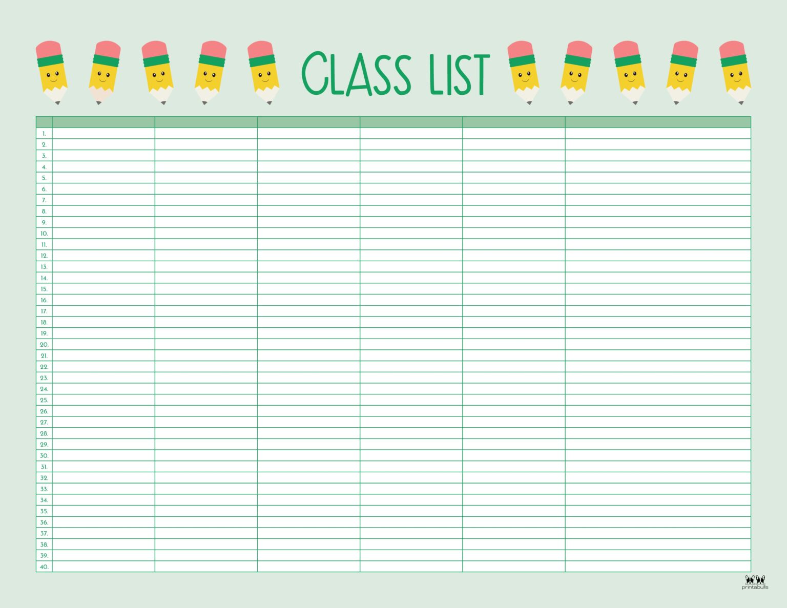 Class List Templates - 12 FREE Printables | Printabulls
