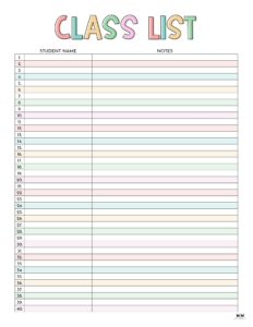 Class List Templates - 12 FREE Printables | Printabulls
