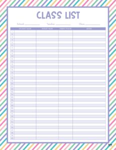 Class List Templates - 12 FREE Printables | Printabulls