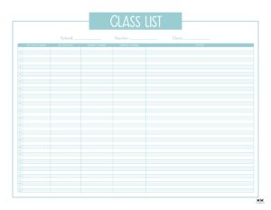 Class List Templates - 12 FREE Printables - PrintaBulk