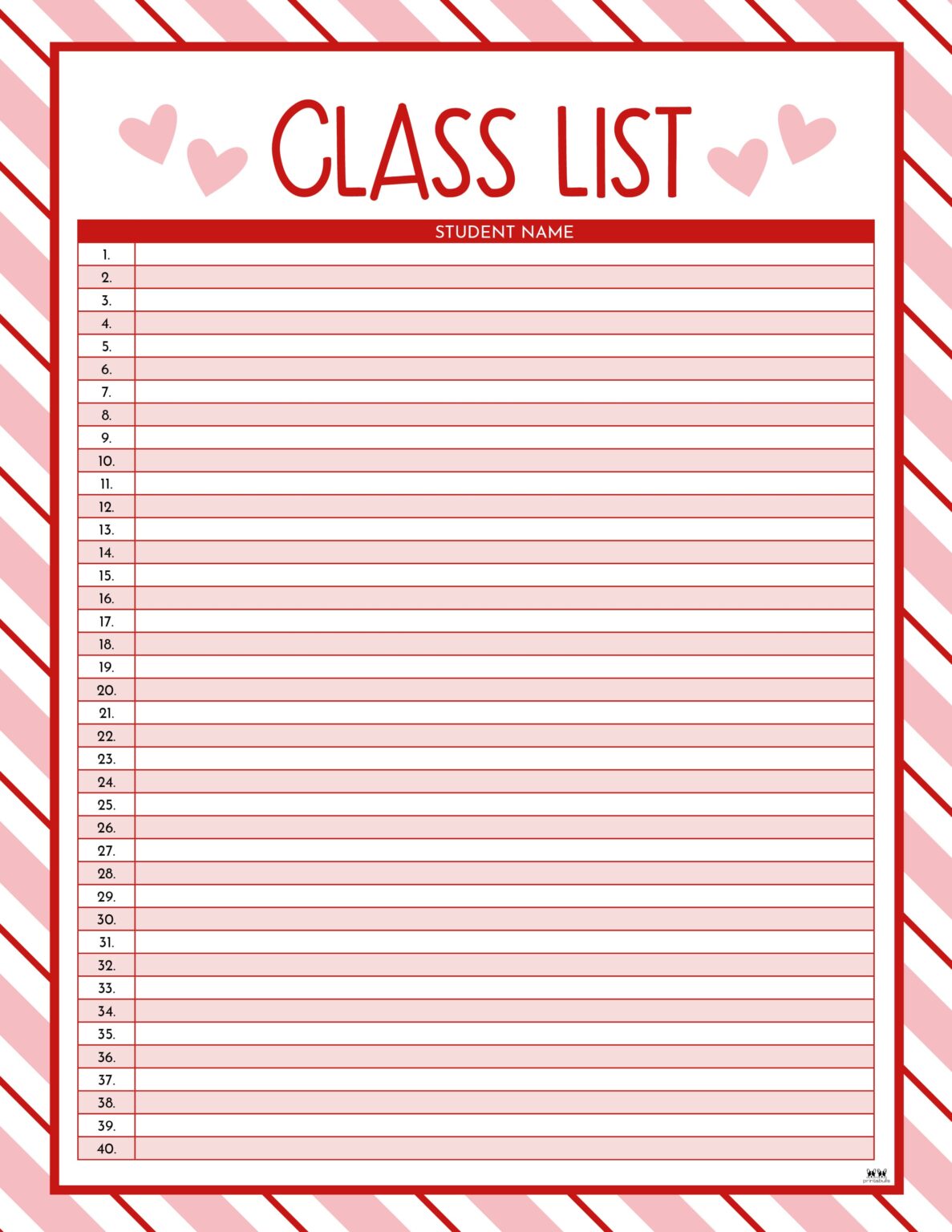 Class List Templates - 12 FREE Printables | Printabulls
