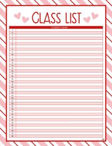 Class List Templates - 12 FREE Printables | Printabulls
