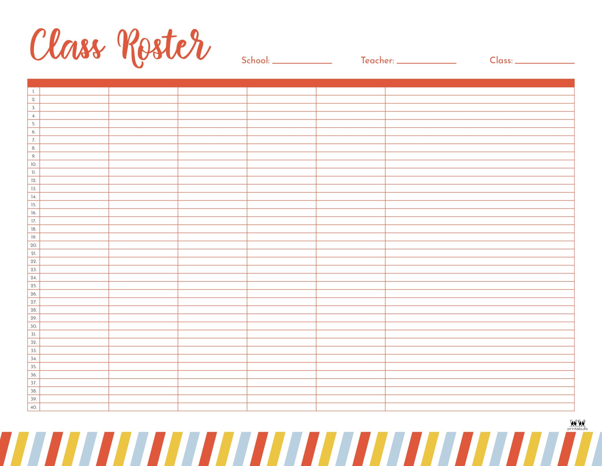Class List Templates - 12 FREE Printables | Printabulls