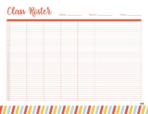 Class List Templates - 12 FREE Printables - PrintaBulk