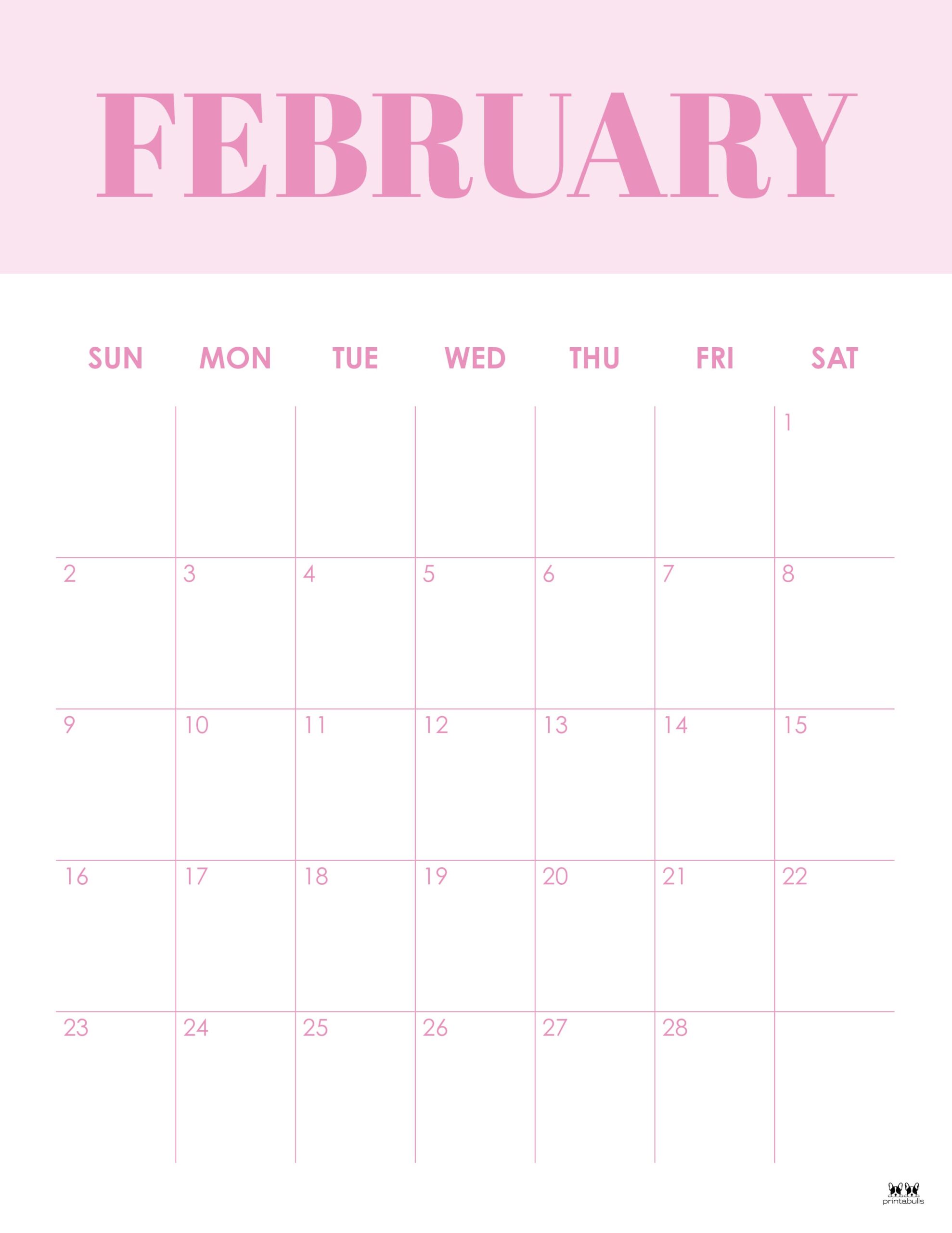 February 2025 Calendars - 107 FREE Printables | Printabulls