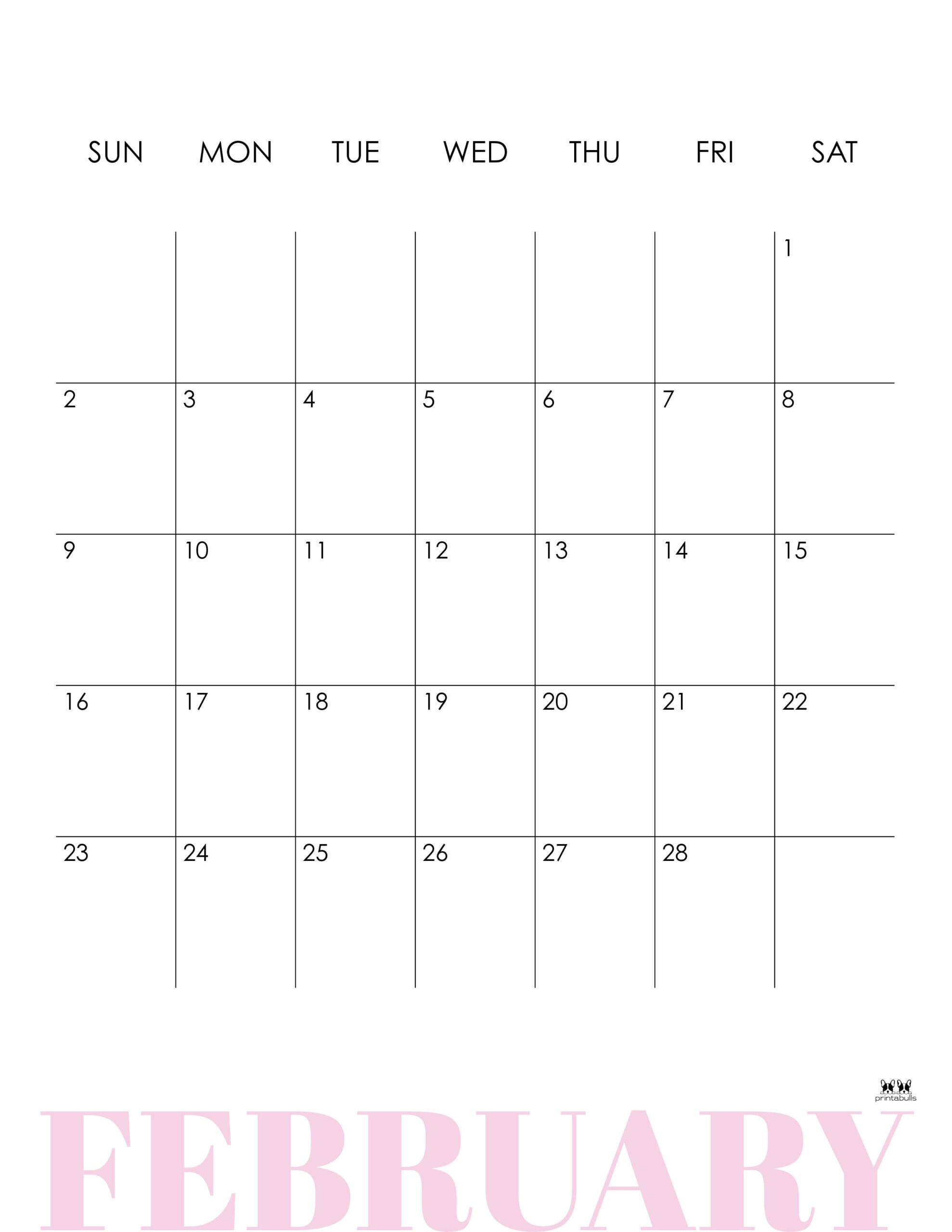 February 2025 Calendars - 107 FREE Printables | Printabulls