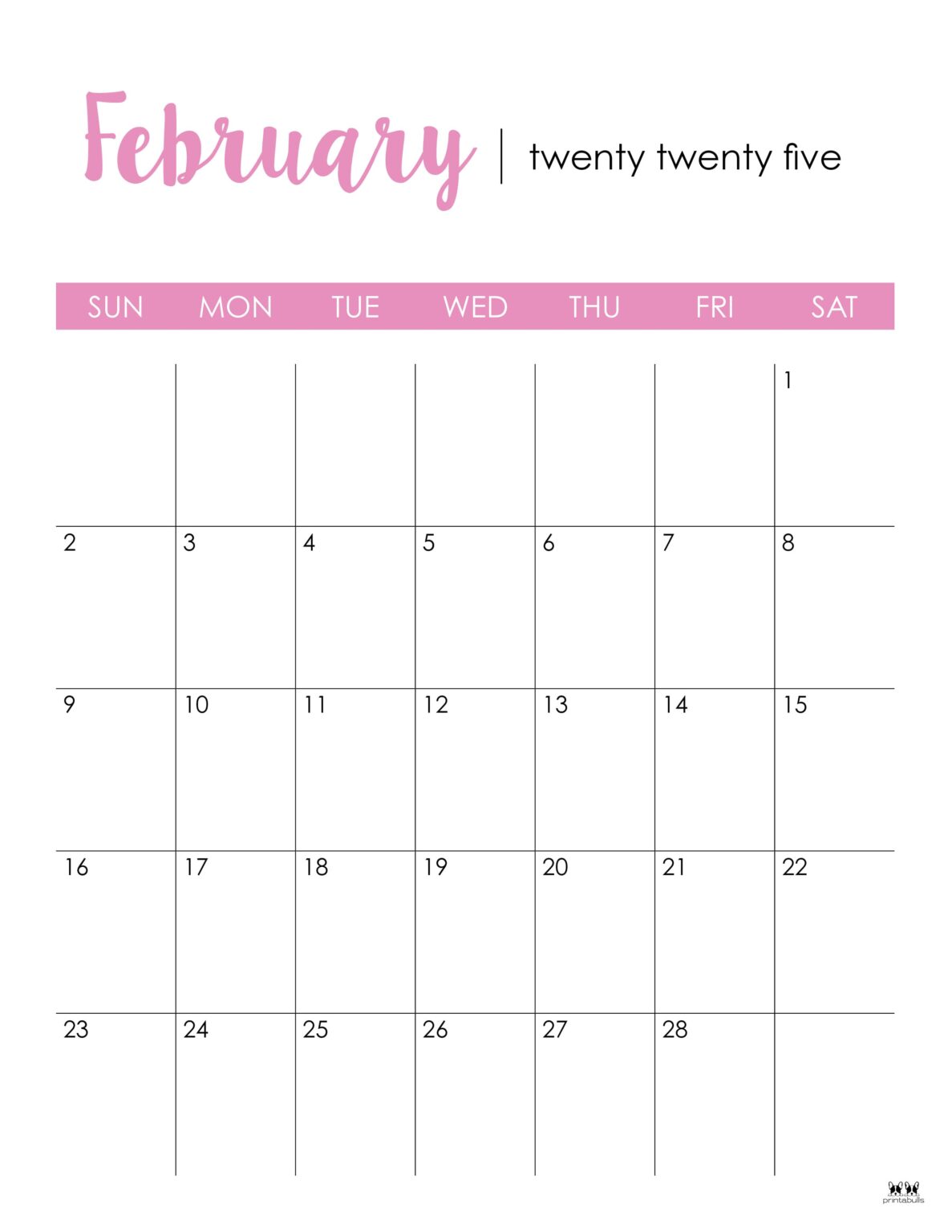 February 2025 Calendars - 107 FREE Printables - PrintaBulk