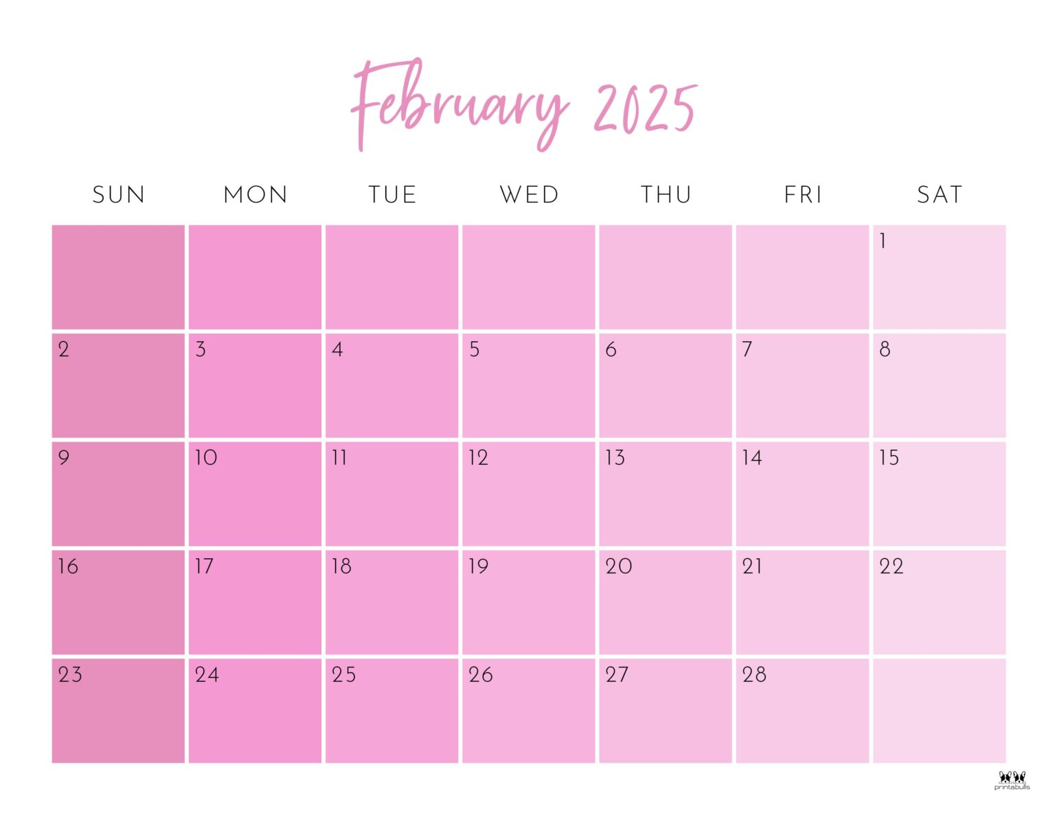 February 2025 Calendars - 107 FREE Printables | Printabulls