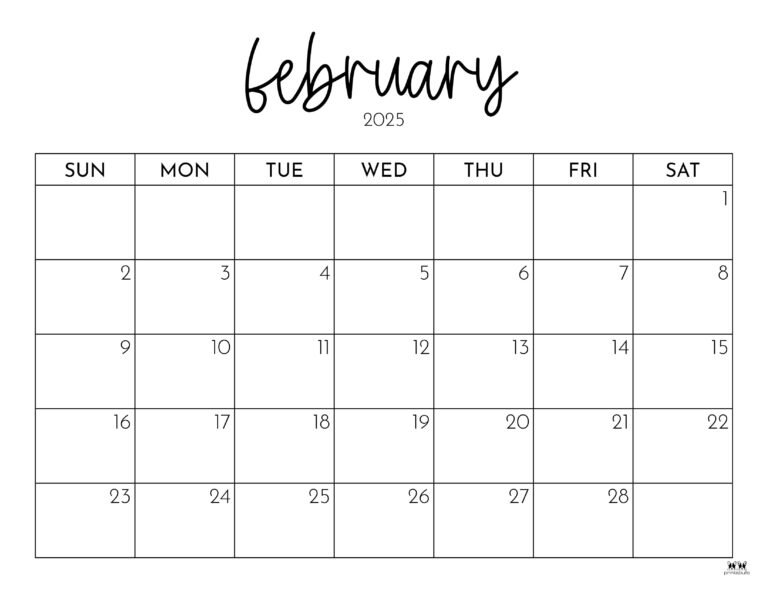 February 2025 Calendars - 107 FREE Printables | Printabulls