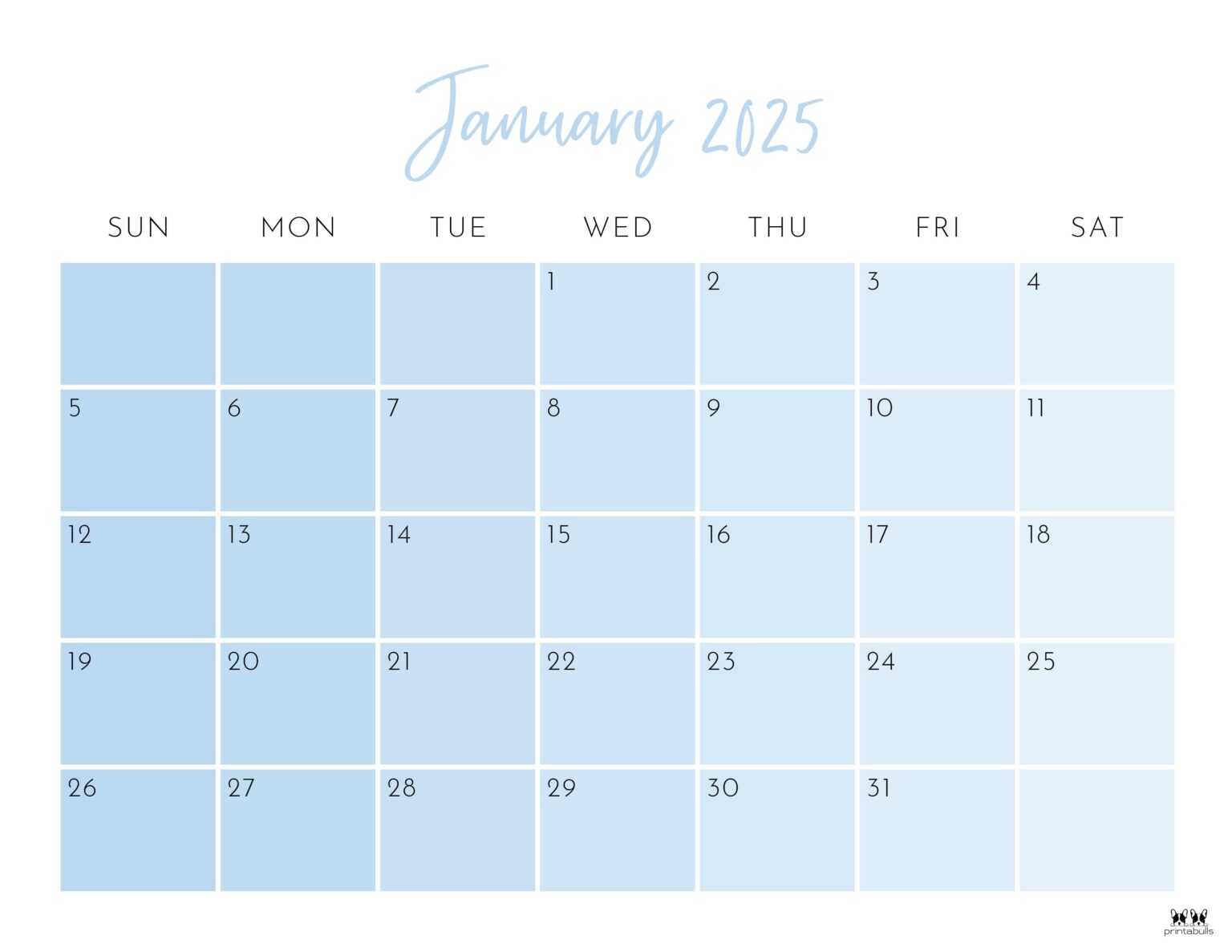 January 2025 Calendars - 107 FREE Printables | Printabulls