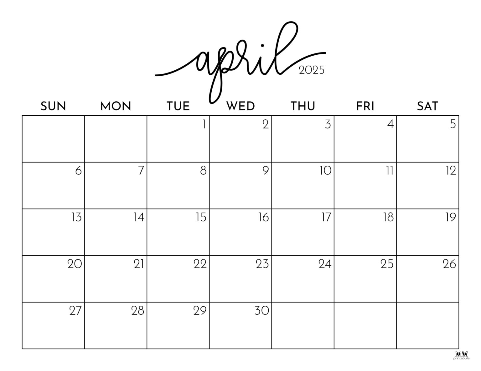 April 2025 Calendars - 107 FREE Printables - PrintaBulk