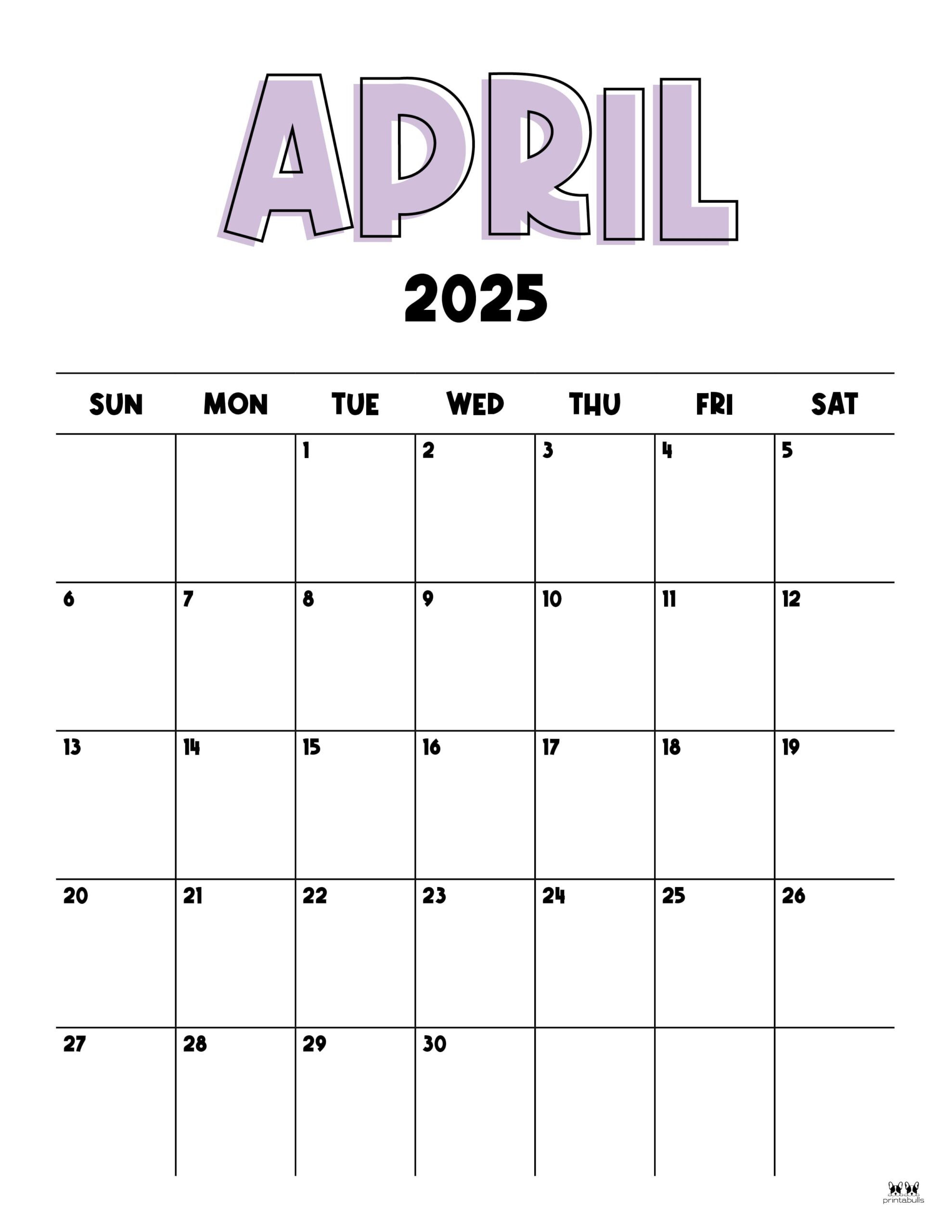 April 2025 Calendars - 107 FREE Printables - PrintaBulk