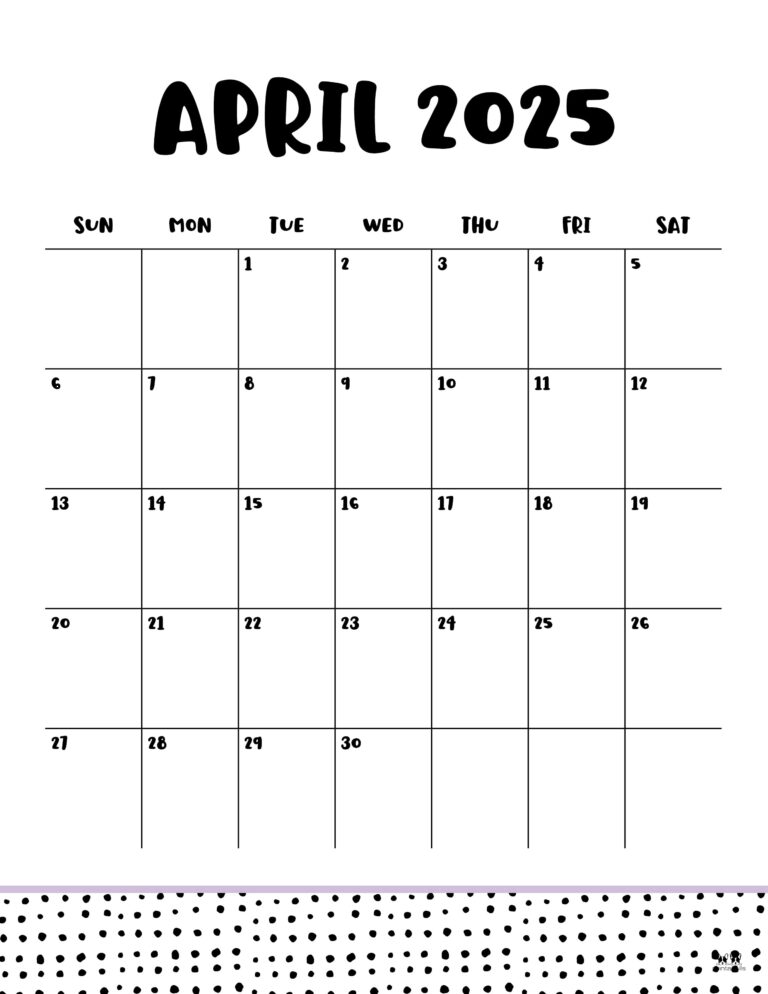 April 2025 Calendars - 107 FREE Printables | Printabulls