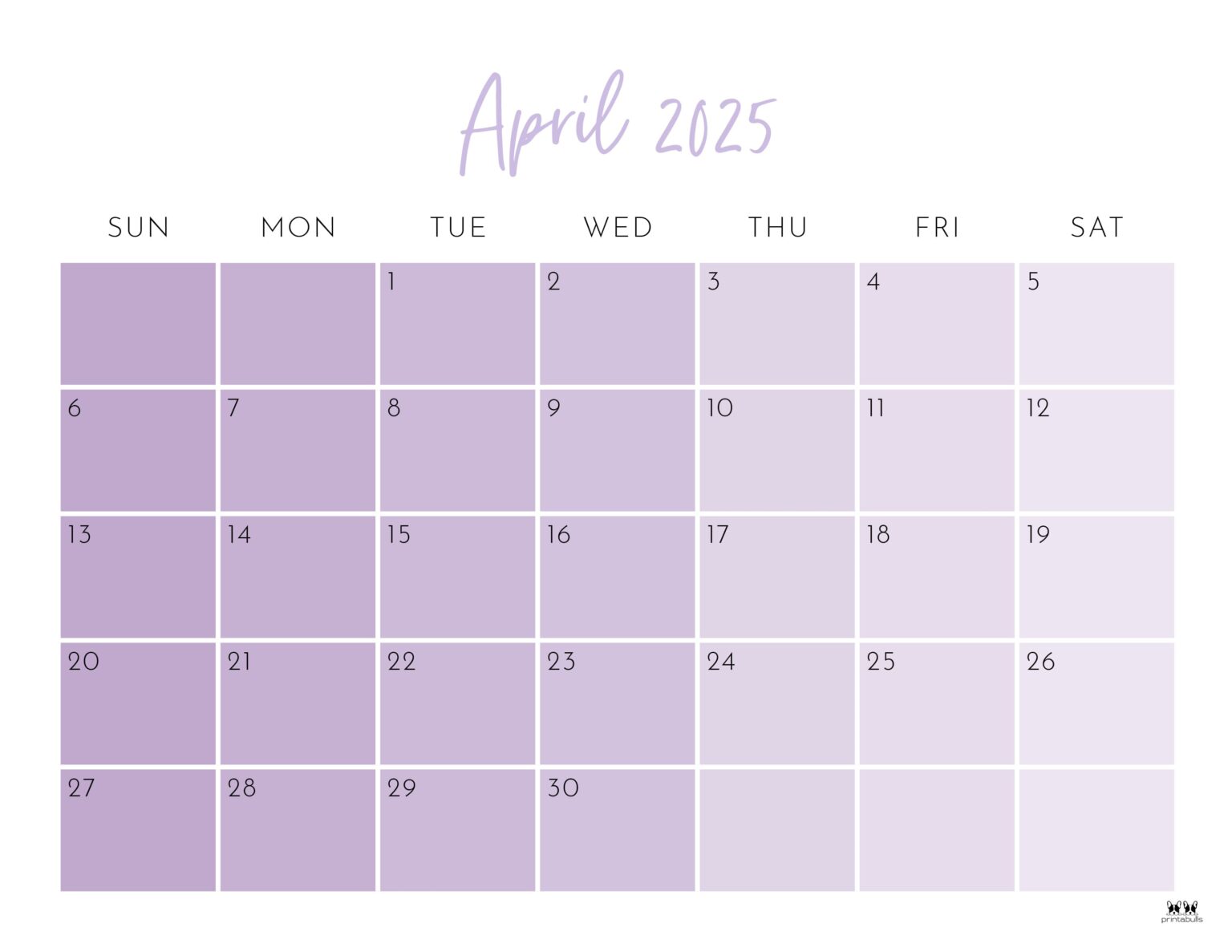 April 2025 Calendars - 107 FREE Printables | Printabulls