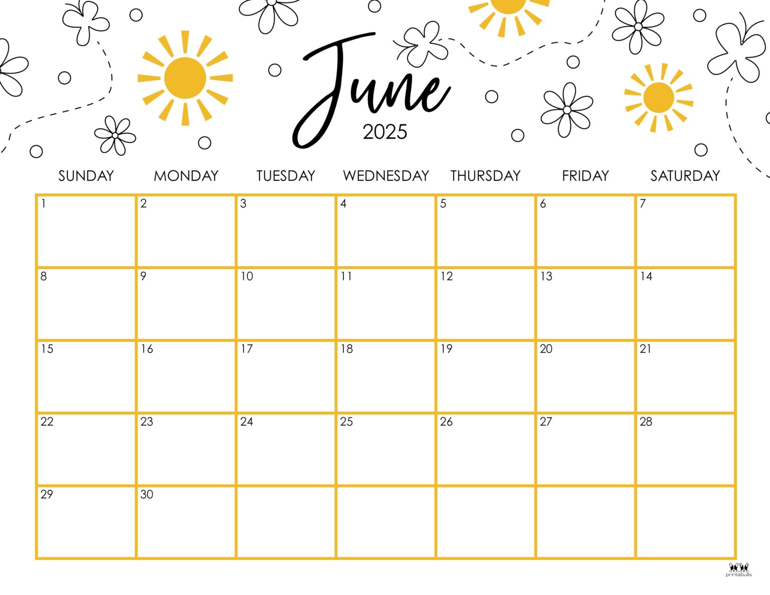 June 2025 Calendars - 107 FREE Printables | Printabulls