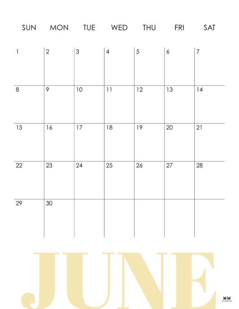 June 2025 Calendars - 107 FREE Printables | Printabulls