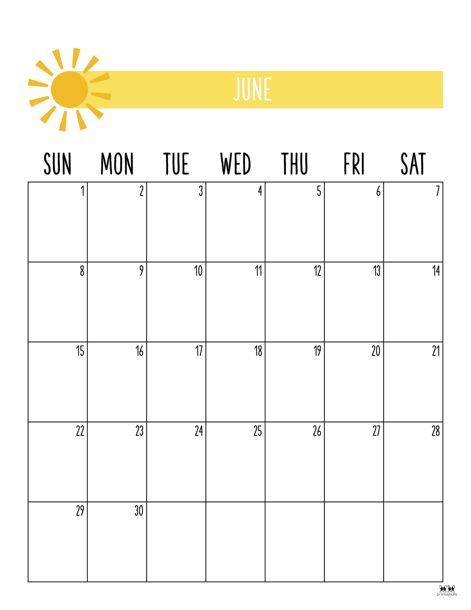 June 2025 Calendars - 107 FREE Printables | Printabulls